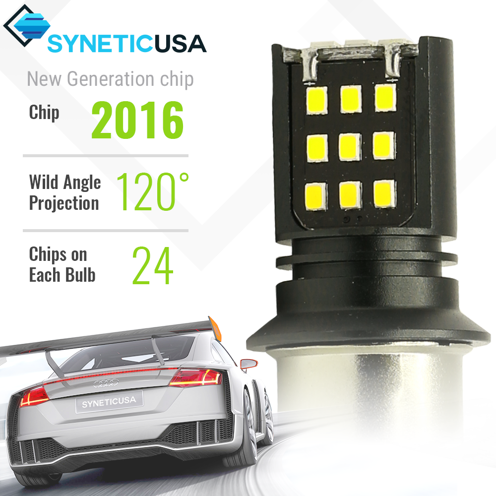 2 x 3157 3757AK 24-LED 6000K White Reverse Backup LED Lamp Light Pair ...