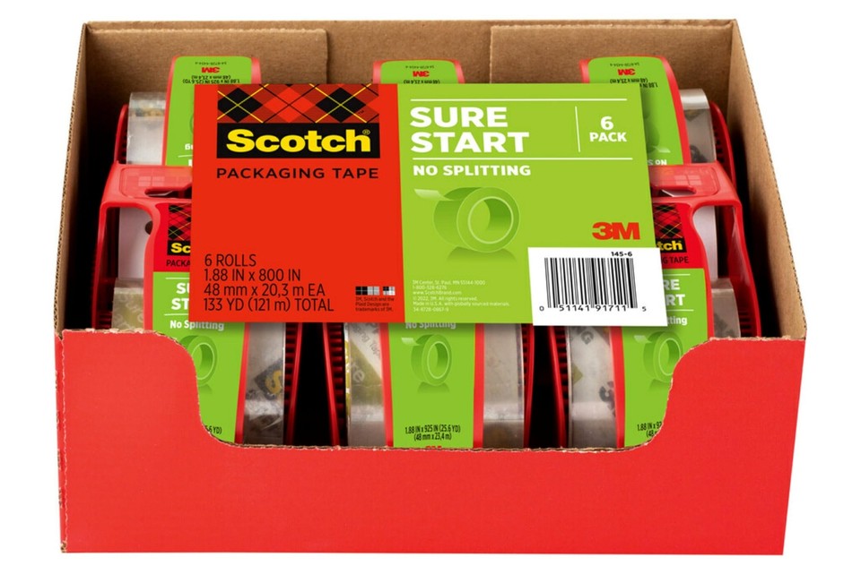 Scotch Sure Start Shipping Packaging Tape, 1.88"x 22.2 Yd, 6 Rolls, for ...