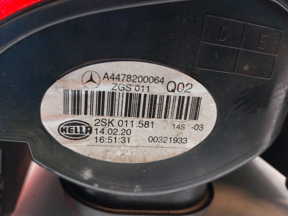 2020 MERCEDES BENZ VITO RHD REAR/TAIL LIGHT ON BODY PASSENGER SIDE ...