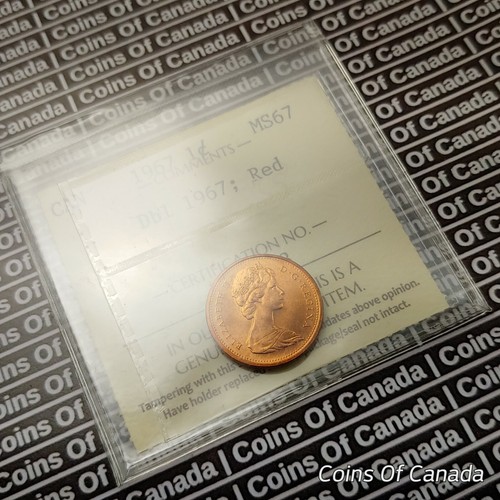 1967 Canada 1 Cent Penny - ICCS MS 67 Double 1967 - ULTRA RARE # ...