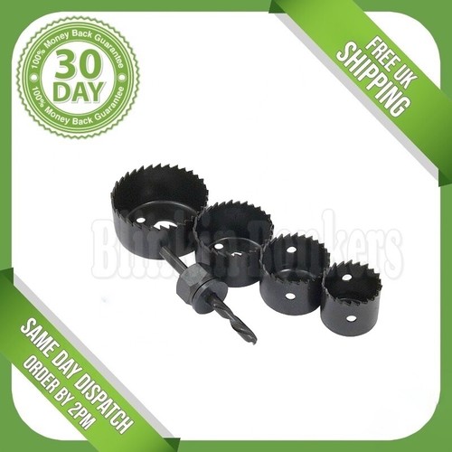 5PC HOLE SAW DRILL SET WOOD PLASTER BOARD CEILING CIRCULAR ROUND CIRCLE ...