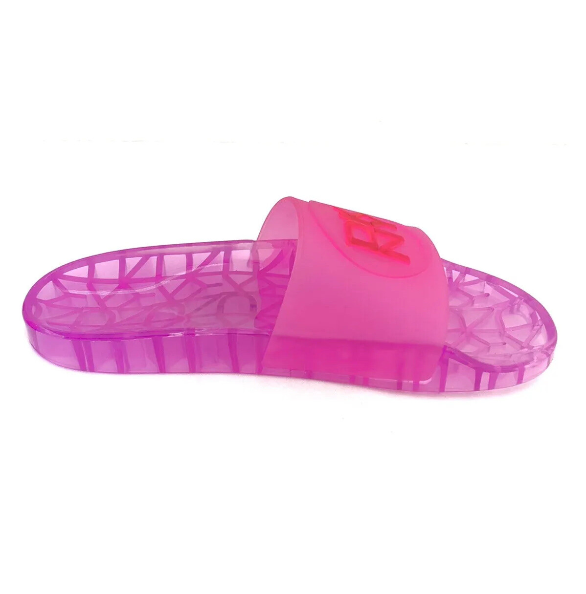 DKNY Tenni Jelly Pool Slides Frosted Clear Bi-color Sandals Womens Shoe ...