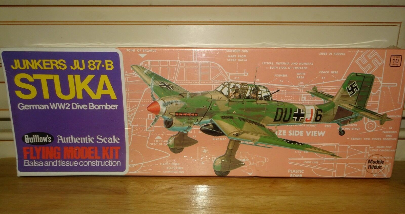 VINTAGE GUILLOW'S JUNKERS JU 87-B STUKA GERMAN WW2 DIVE BOMBER MODEL ...