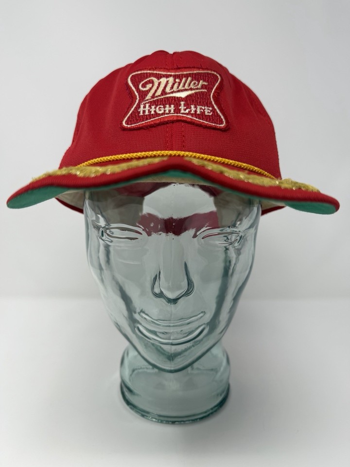 Vintage USA MADE Miller High Life Beer Patch Rope Trucker Hat Snapback ...