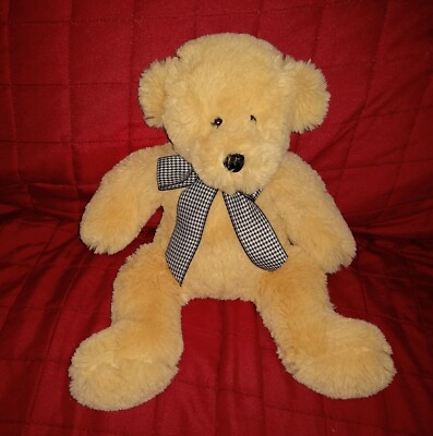 Target Circo TEDDY BEAR Tan Soft Fur 12in Plush Brown Cream Houndstooth ...