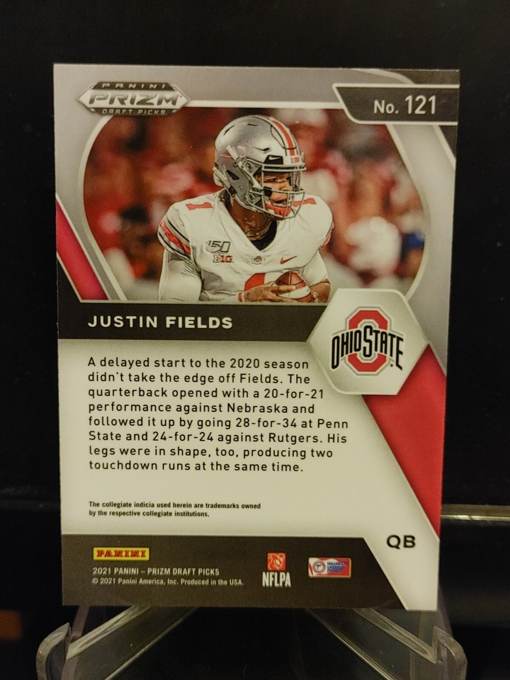 Justin Fields RC 2021 Panini Prizm Draft Picks #121 - Chicago Bears ...