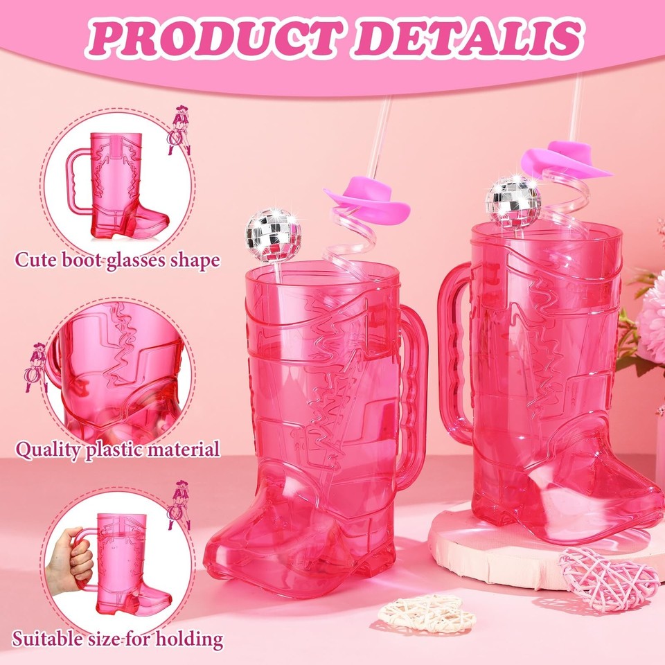36 Sets 17 oz Cowgirl Boot Mug Cups Including 12 Cowgirl Drink Mugs 12 ...