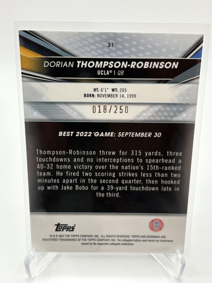 Dorian Thompson-Robinson 2022-23 Bowman's Best University #31 Purple ...