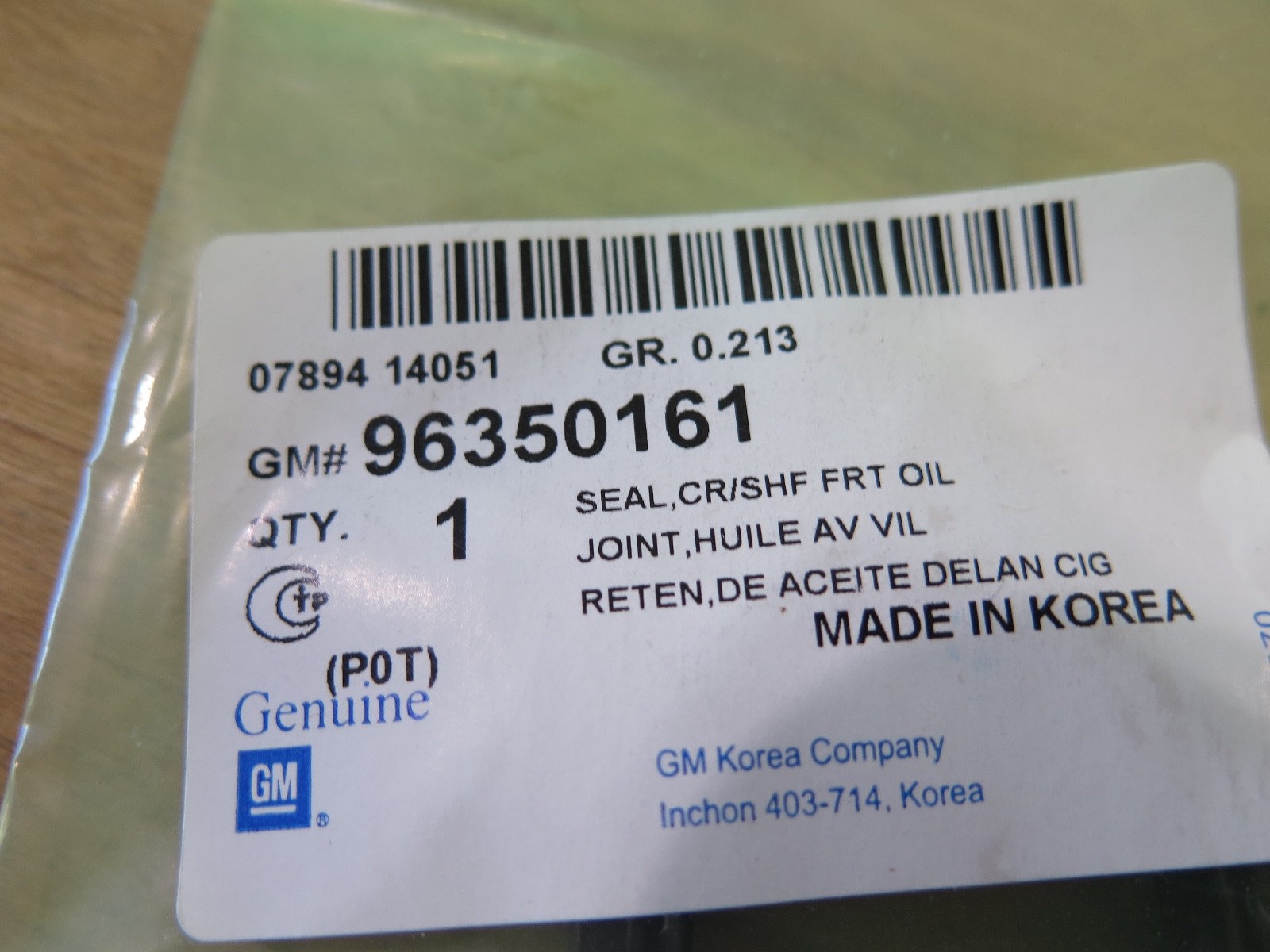 GM OEM Front Crankshaft Seal 96350161 04-08 Aveo (3C1-1) | eBay