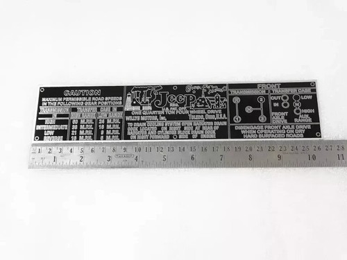 Suitable For Willys Jeep CJ2A CJ3A CJ3B Dash Data Plate | eBay