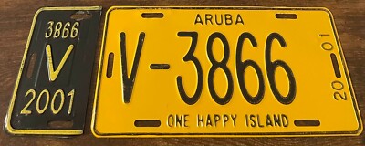 2001 Aruba Vintage License Plate V-3866 Yellow Tag | eBay
