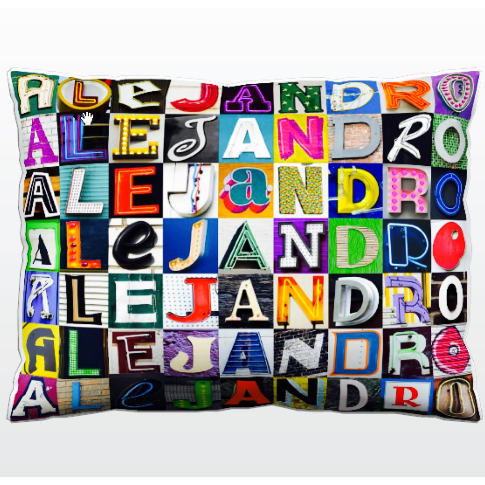 Personalized Pillow featuring the name ALEJANDRO in photos of sign ...