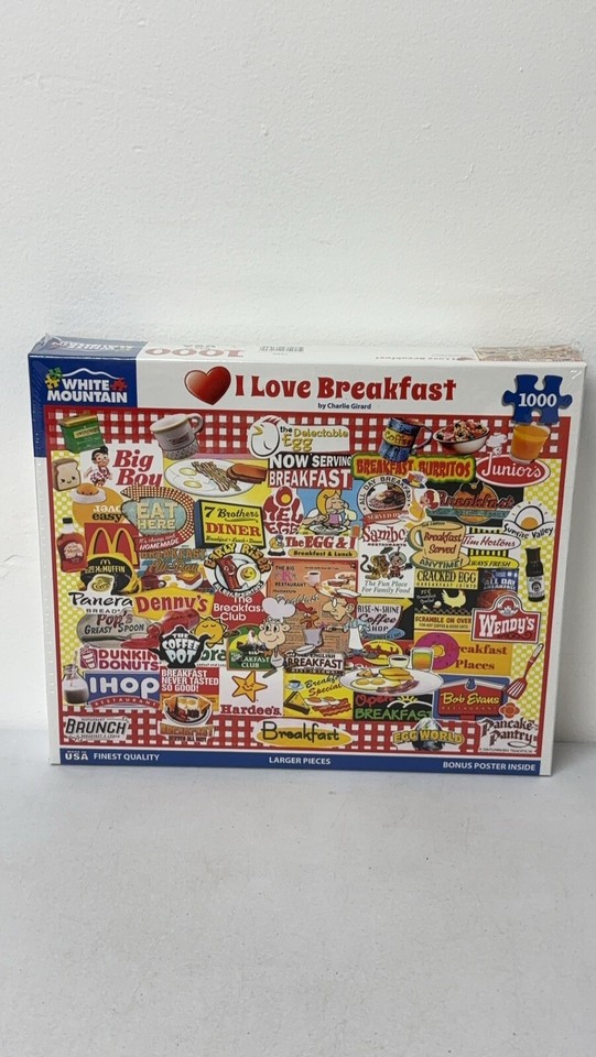White Mountain I Love Breakfast Jigsaw Puzzle 1000 Pc Larger Pieces 24 ...