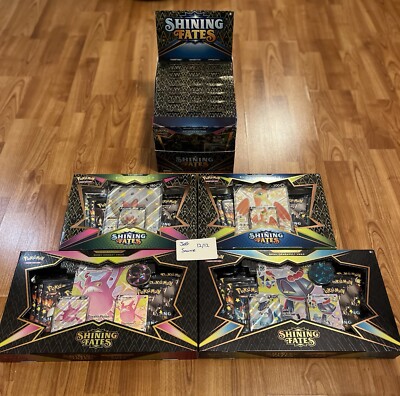Pokemon TCG Shining Fates Sealed Collection Pin Set Premium Boxes V ...