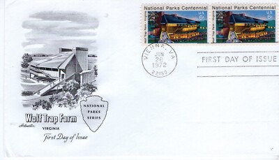 USPS FDC #1452 1972 6c National Parks Centennial Wolf Trap Farm ST3076 ...