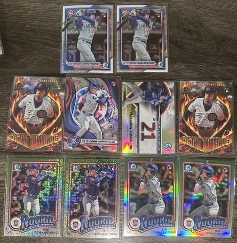 PETE CROW-ARMSTRONG PCA 10 Card Lot Bowman Chrome ROOKIE RC INSERT MOJO ...