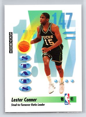 1991 Skybox Lester Conner #299 Stats Milwaukee Bucks | eBay