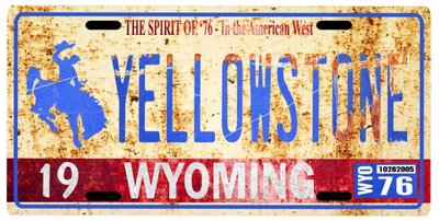 Yellowstone National Park 1976 Wyoming Souvenir Weathered License plate ...