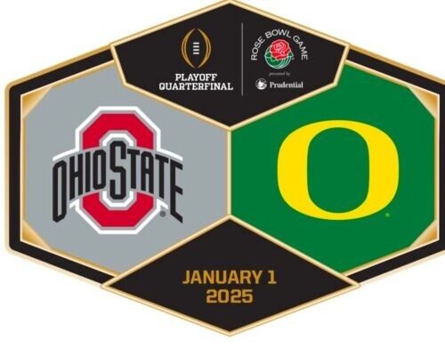 2025 Rose Bowl Ohio State Buckeyes Oregon Ducks CFP Quarterfinals Lapel ...