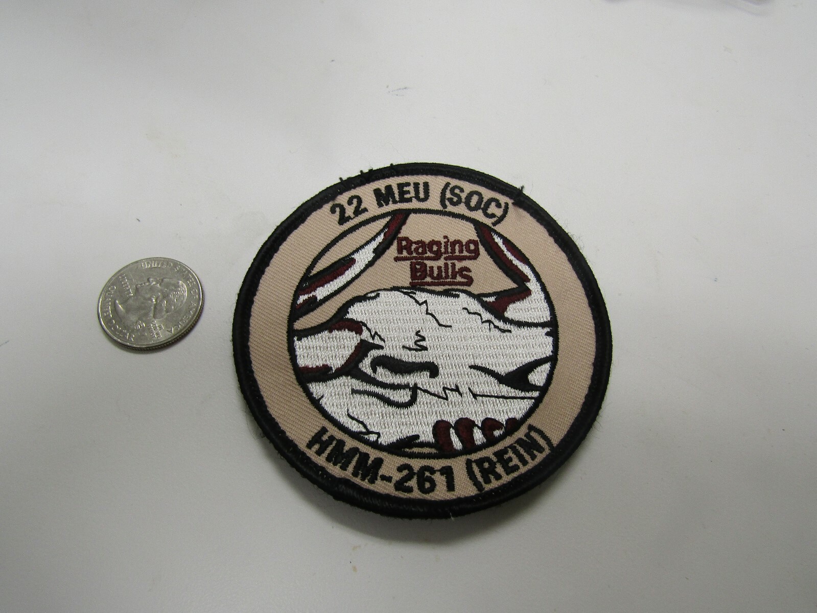 PATCH MILITARY OLDER US MARINE CORPS 22 MEU SOC RAGING BULLS HMM-261 ...