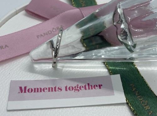 Pandora Silver & CZ Sparkling Droplets Stacker Ring 190945CZ Size 50 ...