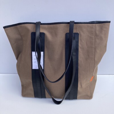 Simon Carter London Laptop/Courier Bag of Khaki Canvas + Leather with ...