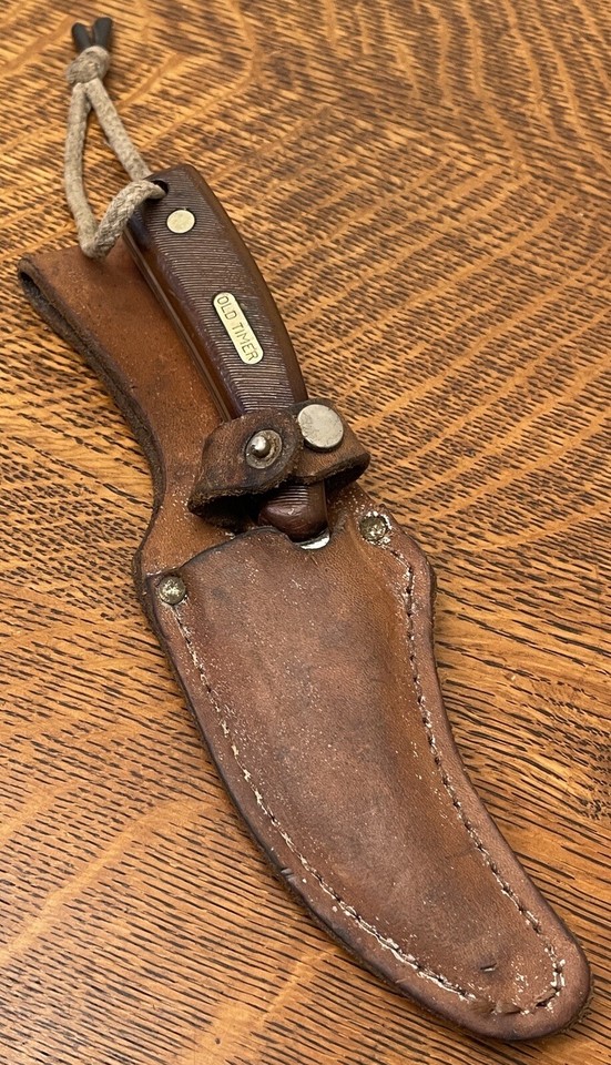 Early VINTAGE SCHRADE USA OLD TIMER #152 Sharp Finger KNIFE & LEATHER ...