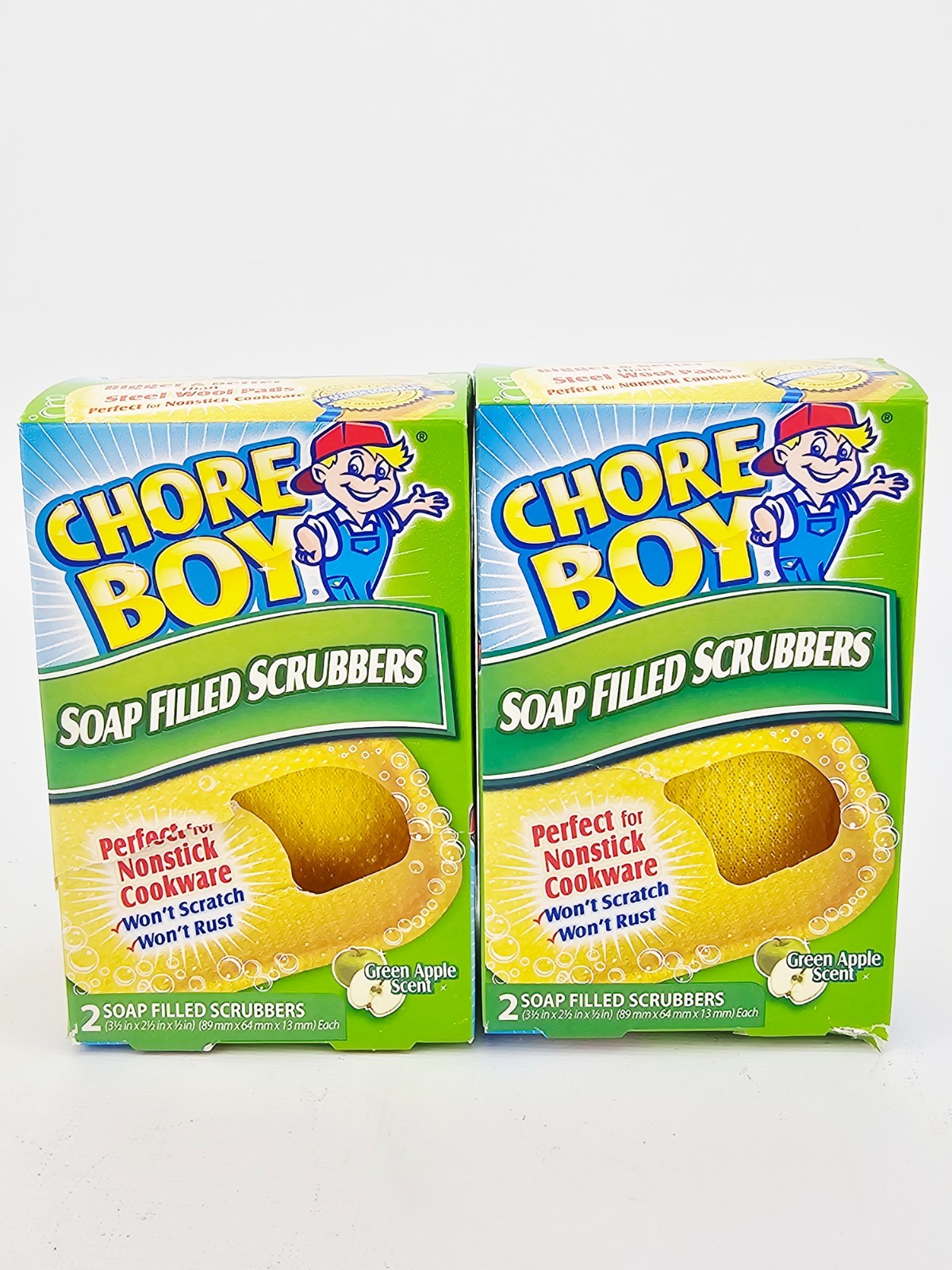 Chore Boy Soap Filled Scrubbers Green Apple Scent Nonstick Lot of 2 | eBay