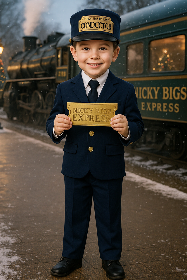 Child Deluxe Polar Navy Express Conductor Hat Train Engineer Costume ...