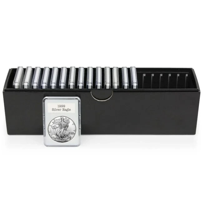 5 BCW Slotted Coin Slab Storage Box Black Coin Storage Box for 20 Coin ...