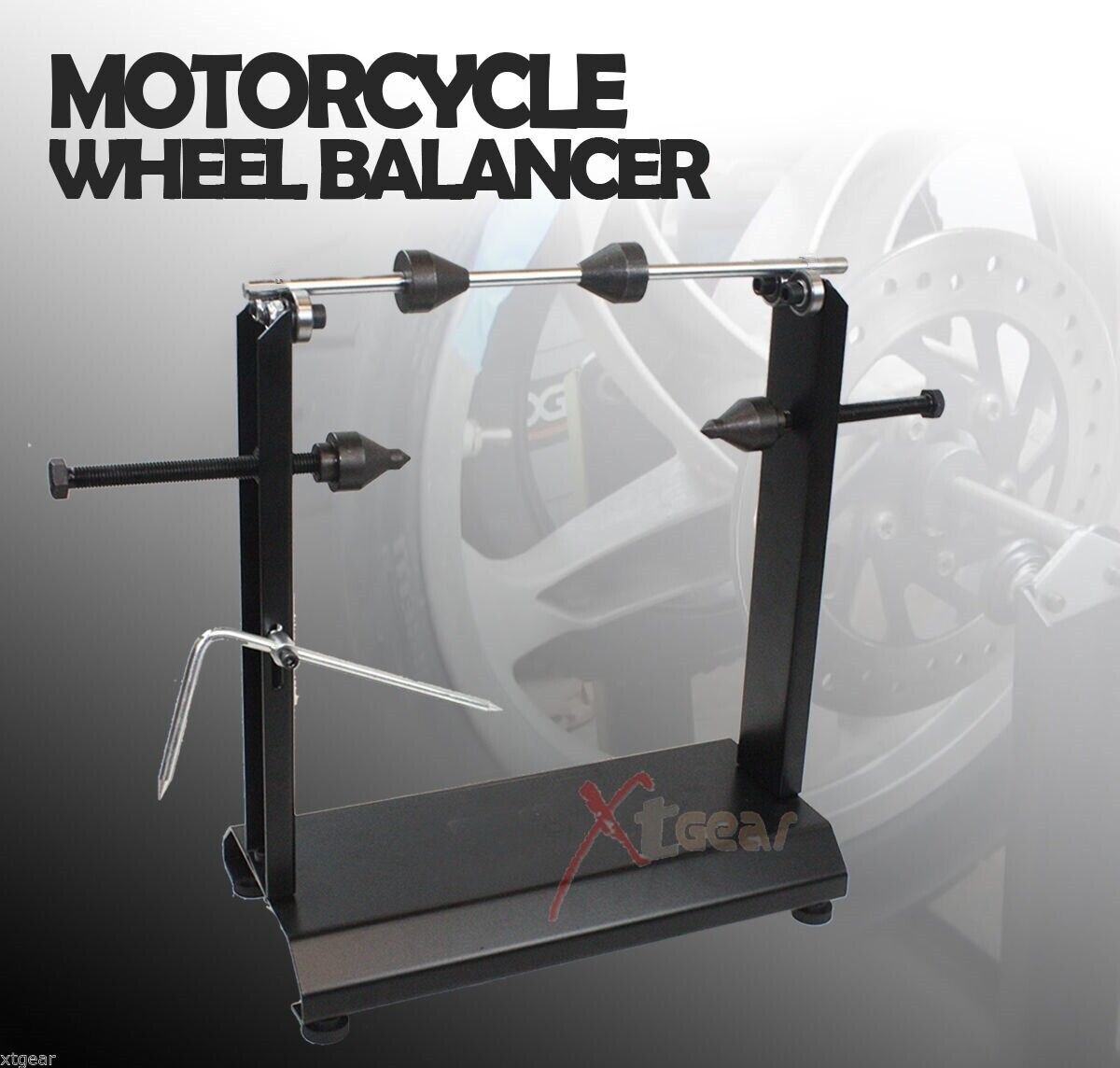MOTORCYCLE STATIC TRUING STAND HIGH GRADE STEEL WHEEL BALANCER TIRE MX ...
