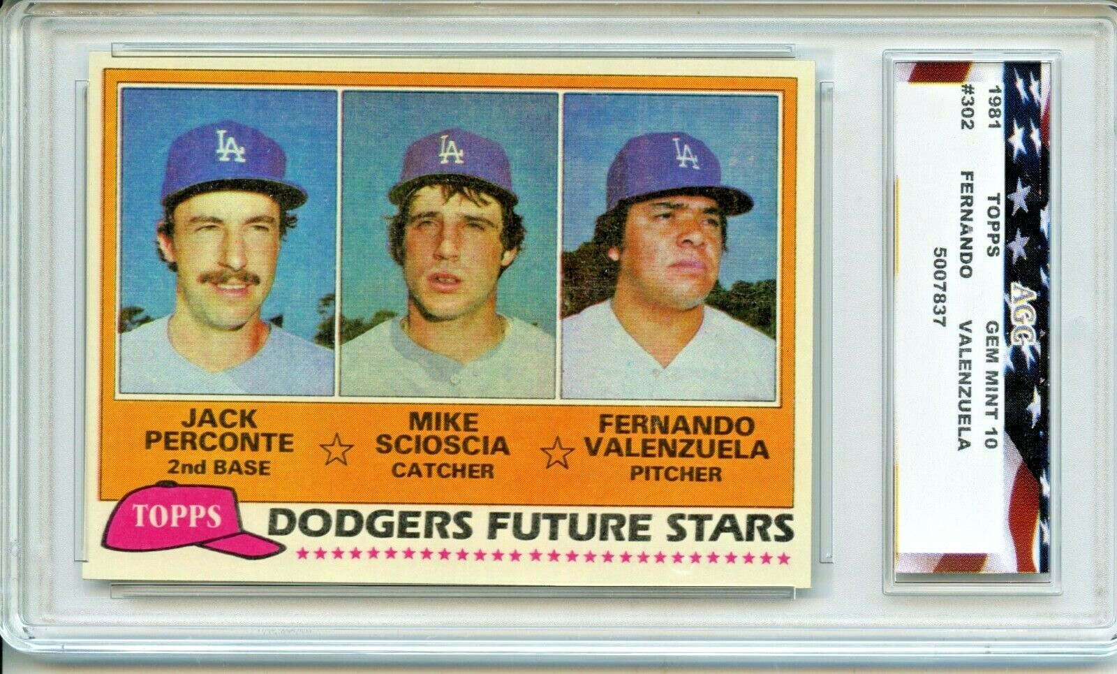 1981 Topps #302 Fernando Valenzuela Rookie Card AGC 10 Gem Mint LA ...