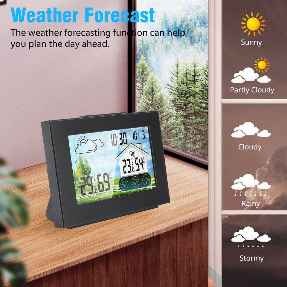 Digital LCD Indoor Outdoor Weather Station Clock Calendar Thermometer ...