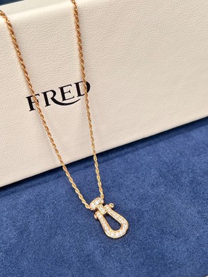 FRED Gold Diamond Set Necklace 0725 | eBay