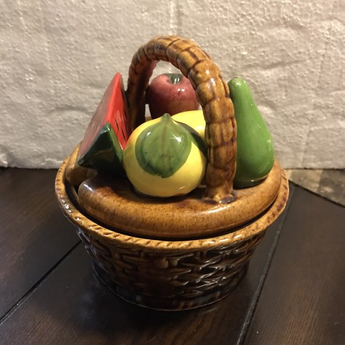 Vintage Mexican Majolica Pottery Salsa Basket Dish Design Signed Arias ...