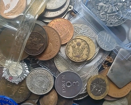 Charity Job Lots Of Coins, Stamps Mix Medals, Jewellery Banknotes ...