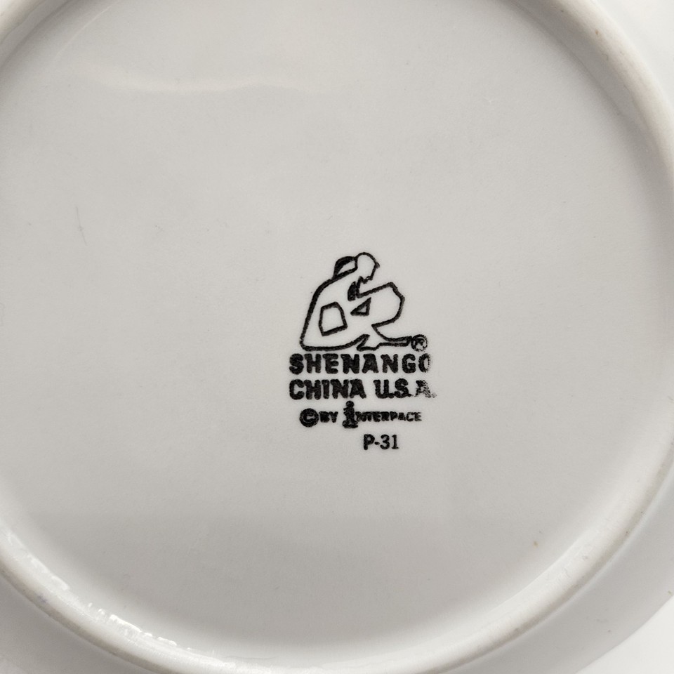 Vintage Shenango China Dessert Plate White Pale Gray Airbrushed Band ...