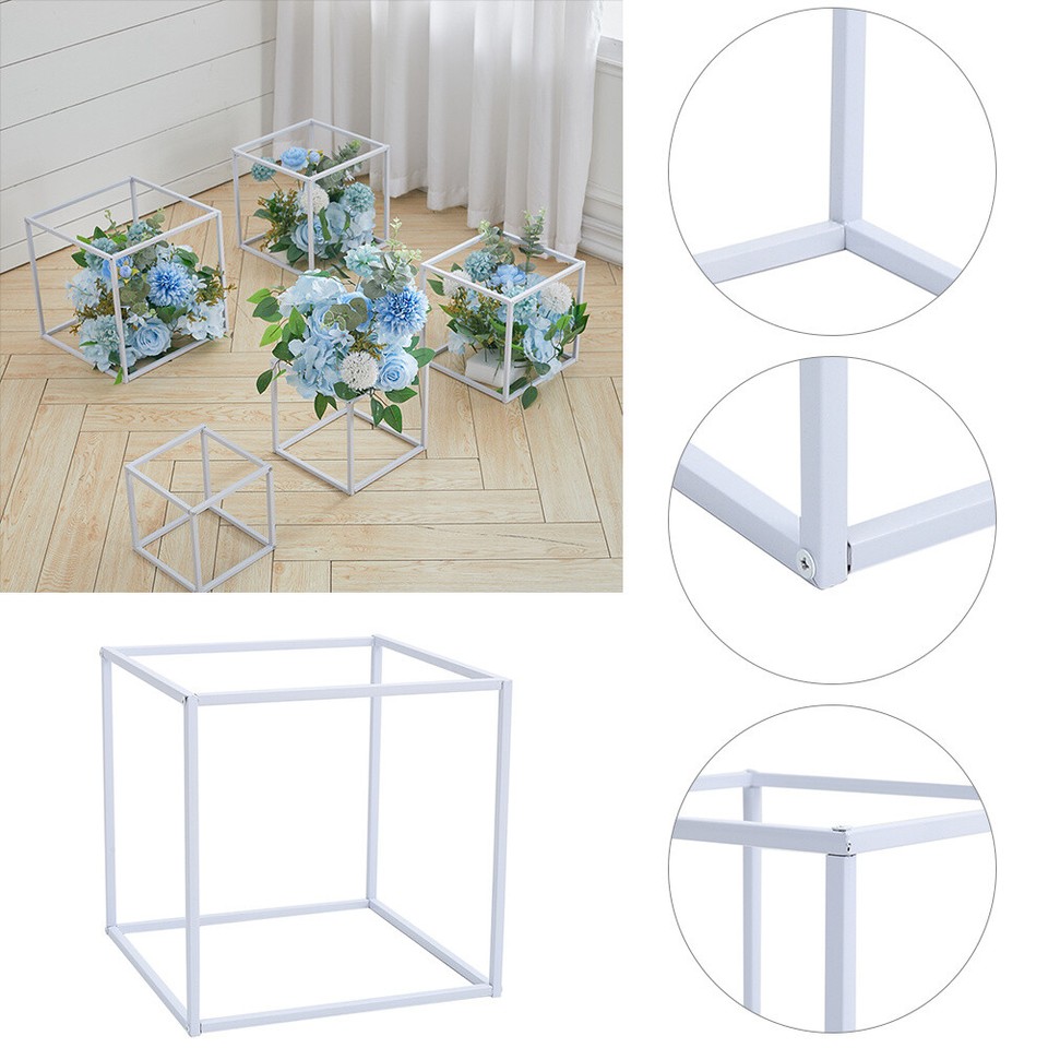 Metal Iron Cube Flower Stand Pedestal Table Centrepiece Wedding Decor ...