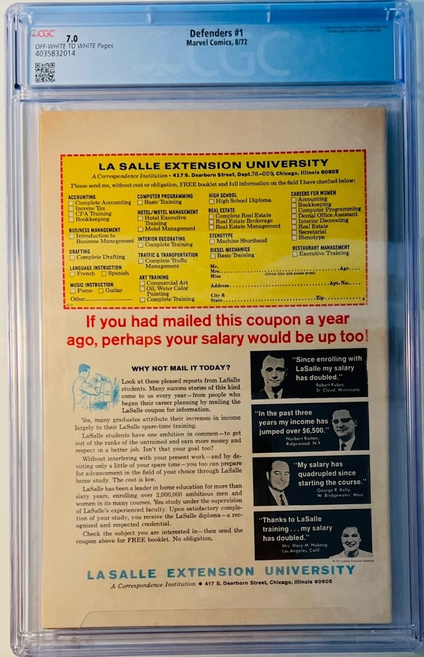 1972 Defenders 1 CGC 7.0 1st app Necrodamus. Doctor Strange,Sub-Mariner ...