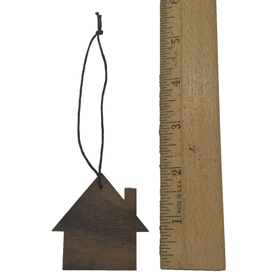 Simple 2” House Christmas Ornament Handcrafted Walnut Wood Black Hanger ...