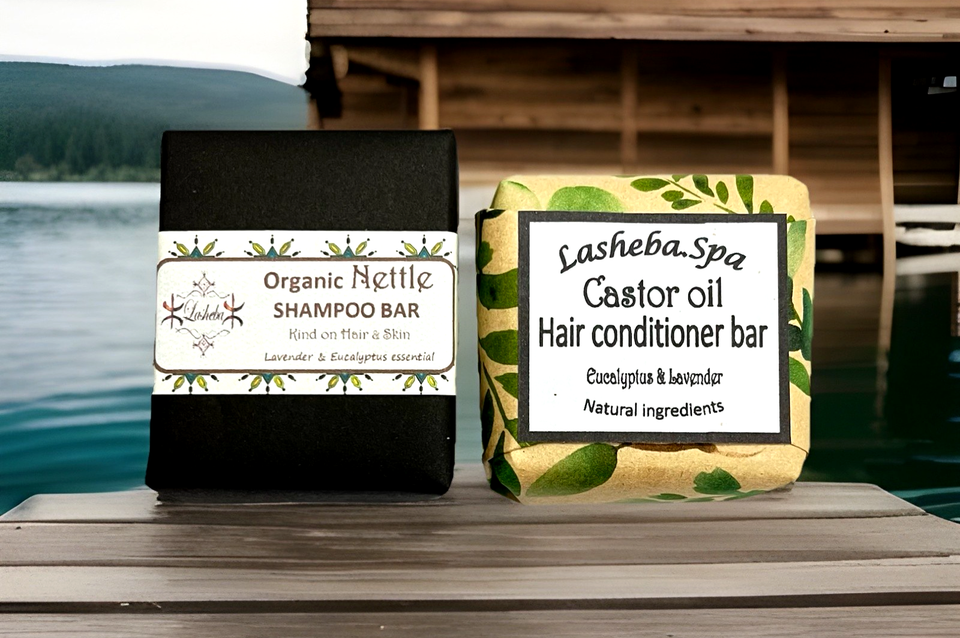 NETTLE SHAMPOO & CASTOR OIL CONDITIONER BAR EUCALYPTUS & LAVENDER OIL ...