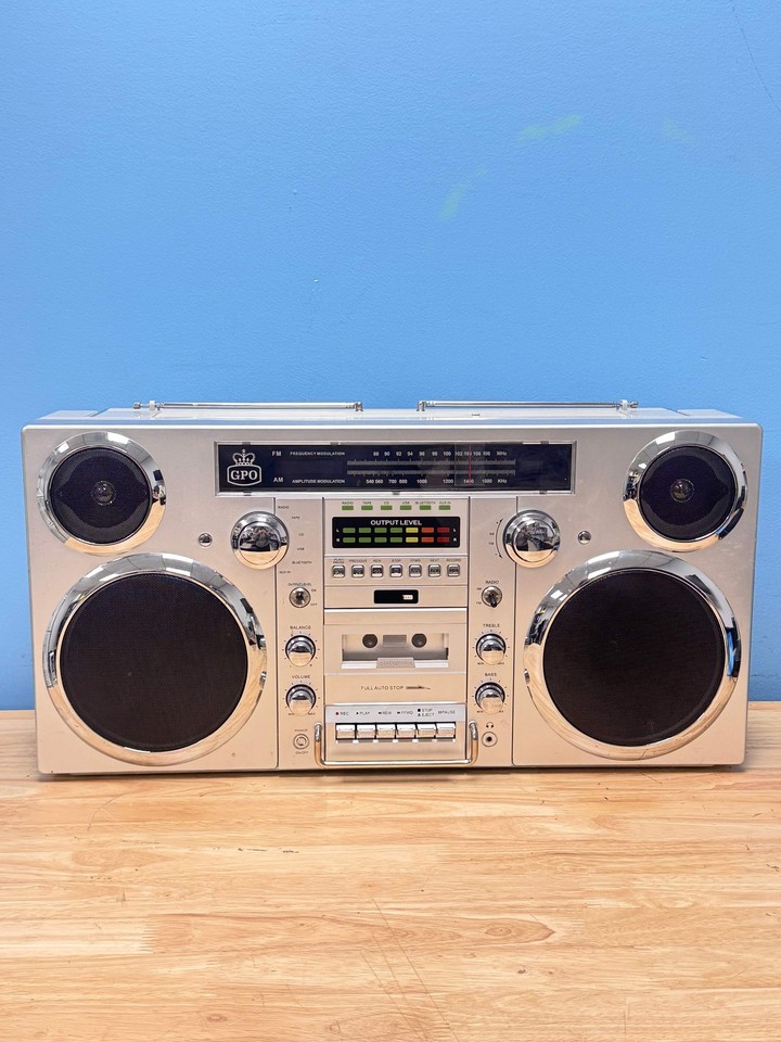 GPO Brooklyn Retro Portable Boombox Silver Radio Cassette Player | eBay