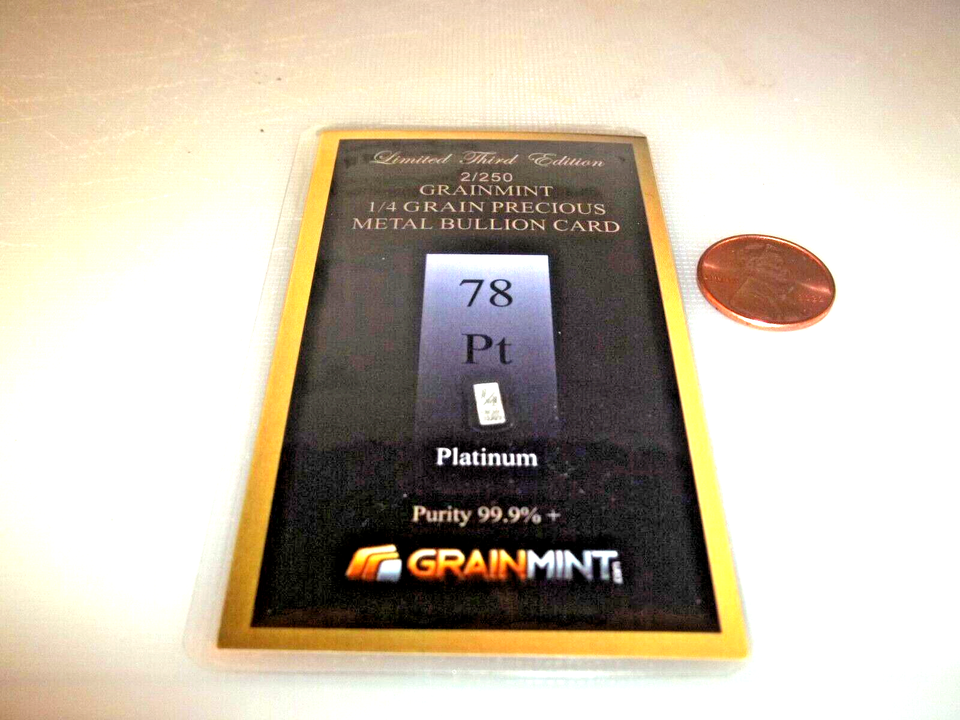 PLATINUM METAL 99% PURE CERT CARD WITH C.O.A. | eBay