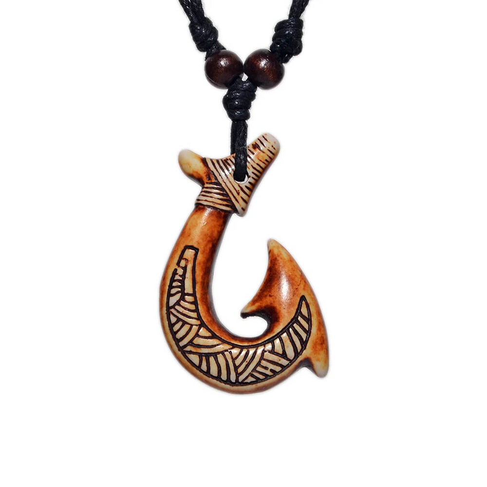 New Zealand Maori Fish Hook Pendant Necklace - Symbolic Artisan-Style ...