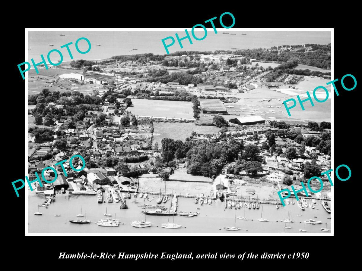 OLD POSTCARD SIZE PHOTO HAMBLE LE RICE HAMPSHIRE ENGLAND AERIAL VIEW ...