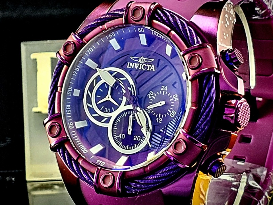 Invicta Men's 52mm BOLT VIPER Chronograph PURPLE DIAL Purple/Gold Tone ...