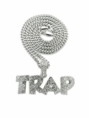 Hip Hop Iced Rapper's TRAP Pendant & 24" Cuban, Box, Rope Chain Fashion ...