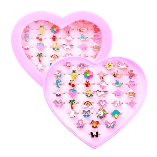 36pcs Little Girl Jewel Rings, Adjustable Unicorn Rings Toys, No ...