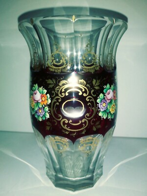 antique Moser vase Enameled Hand Painted Czechoslovakia circa 1890 ...