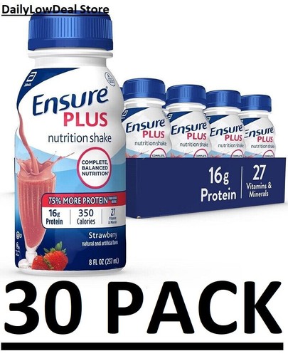 Ensure Plus Nutrition Shake 8 fl. oz., 30-pack, Strawberry! FREE FAST ...
